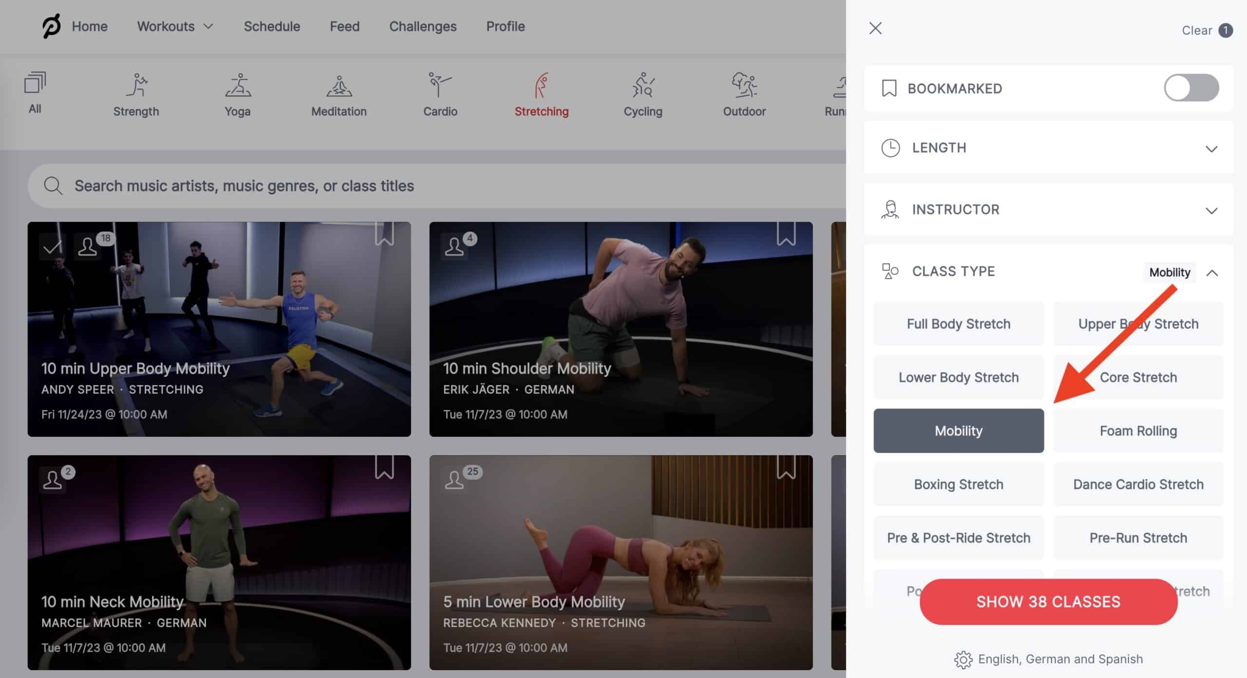 Peloton Mobility and Stretching Classes - 2026